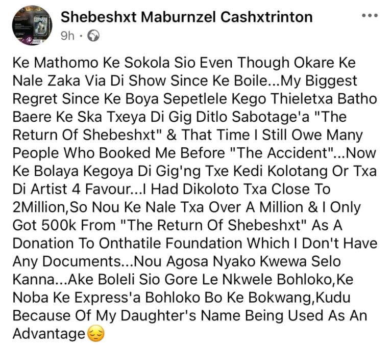 Shebeshxt Opens Up About Financial Struggles and Betrayal Following ...