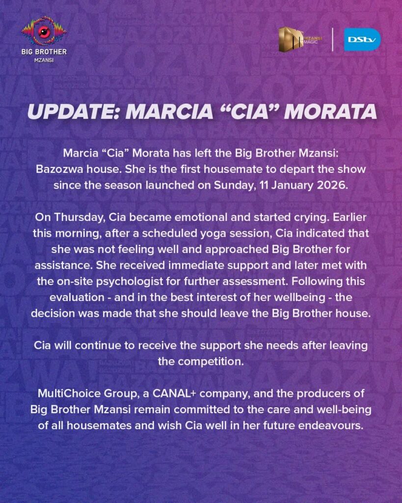 Big Brother Mzansi Season 6: Marcia “Cia” Morata Exits the House ...